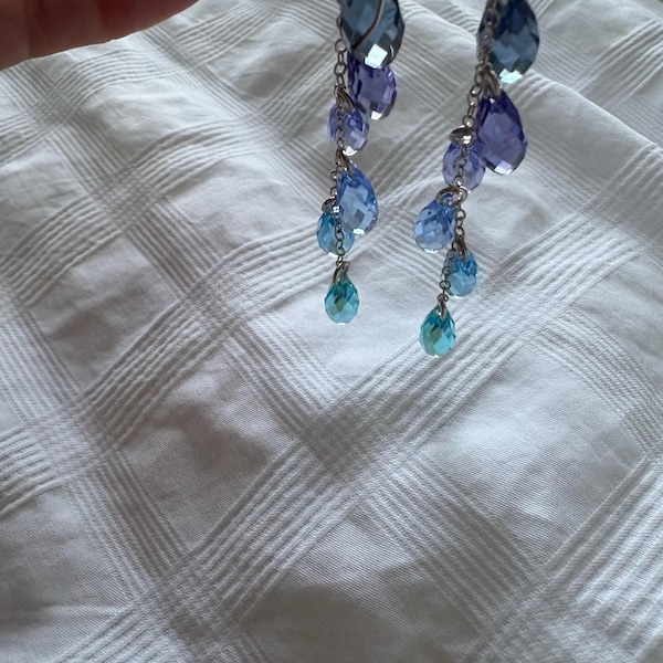 Sea Nymph ~ Luxe Ombré Waterfall Earrings With Rare Crystals, Sterling ...