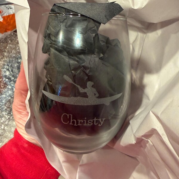 Kayak Glass, Engraved Pint, Etched, Whiskey, Wine, Personalized ...