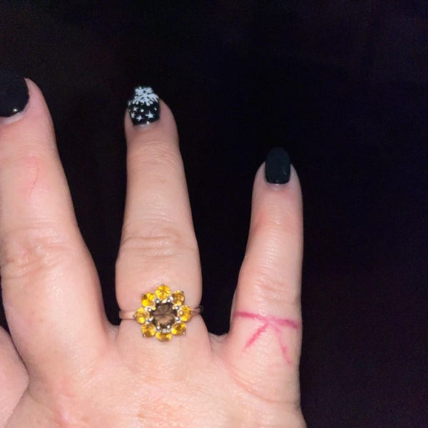 Sunflower Orange Citrine Ring in Silver Orange Citrine Cluster Ring ...