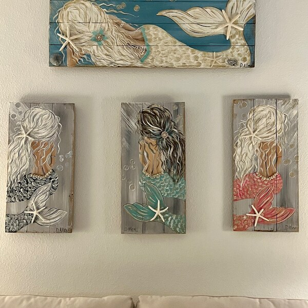 Mermaid Laying Down in Ivorys and Blues - Etsy