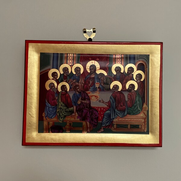 Last Supper Icon - Raised Border Greek Orthodox Icon | Handmade on ...
