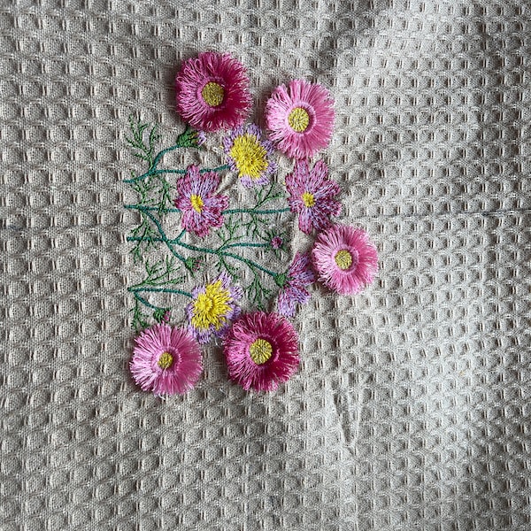 Flowers Stems With 5 Fluffy Fringe Flowers to Make Embroidery Files Fit ...