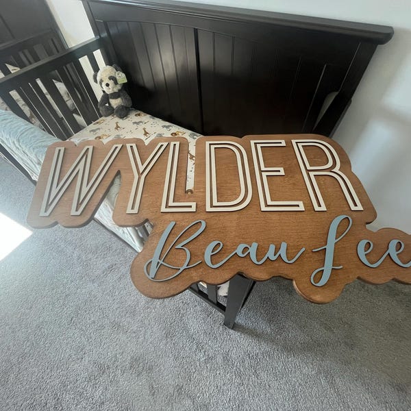 Large Wood Name Sign, Nursery Name Sign, Boho Nursery Sign , Above Crib ...