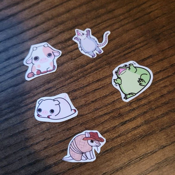 10 Pack Woebegone Animal Mini Sticker Flakes / Cute Funny Frog Cow ...