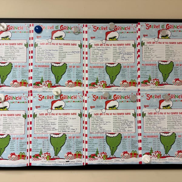 Secret Grinch Questionnaire, Grinch Printable, Gift Exchange, Secret ...