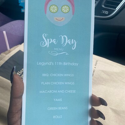 Spa Party Printable Spa Food Menu, EDITABLE INSTANT DOWNLOAD Home Girls ...