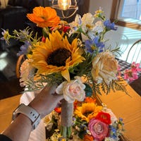 Wildflower Bridal Bouquet, Colorful Orange Hot Pink Wedding Bouquet ...