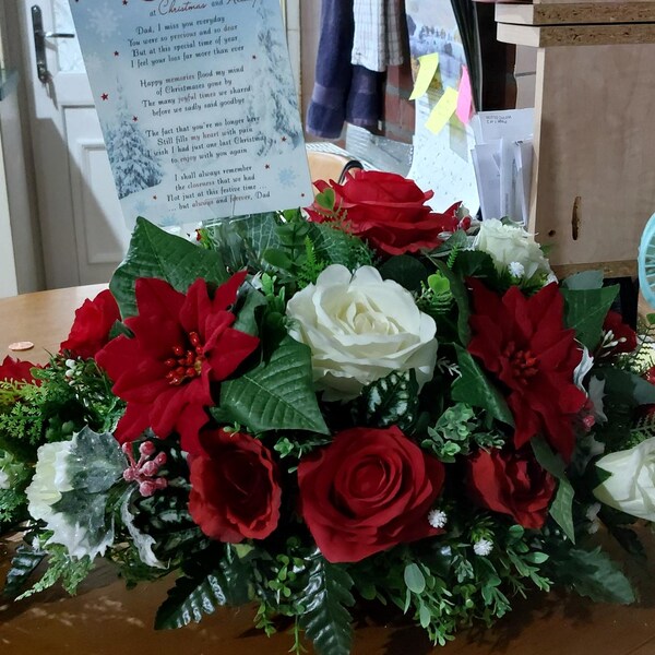 Round Grave Flowers Funeral Tributes, Artificial Grave Flowers, Silk ...