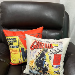 Retro Mothra Movie Poster Throw Pillow 1961 Mothra Kaiju | Etsy