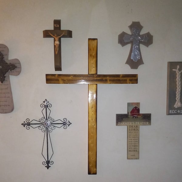 Large 5 Ft Tall, 60 Inch, Rugged, Rustic, Burnt, Wooden Cross,christian ...