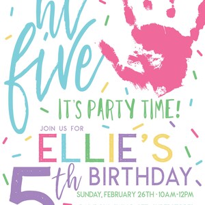 Hi Five 5th Birthday Water Bottle Labels Modern Party High Five Hand ...
