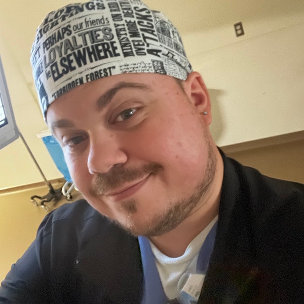 Mens Fishing Trout Salmon Fish Navy Blue Scrub Hat Surgery Surgical Cap ...