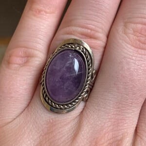 AMETHYST RING Oval Alpaca Silver Ring for Women Ring With - Etsy