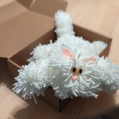 Yellow Tabby Yarn Cat Collectible, Soft Yellow Tabby Yarn Kitty With ...