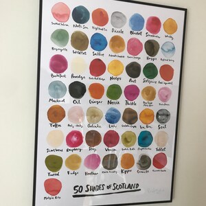 50 Shades of Scotland, Quirky Scottish Colour Chart Poster. Fun Memento ...