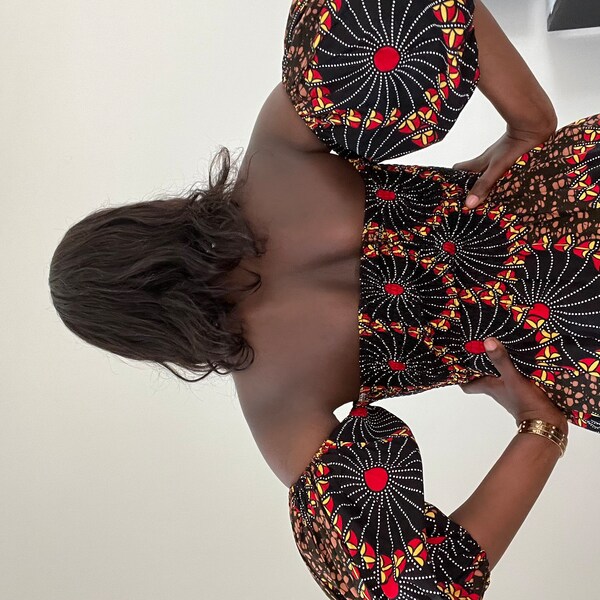 Green Off-shoulder Ankara Ruffle Dress, Stretchy Dress, African Print, One-shoulder Dress for ...