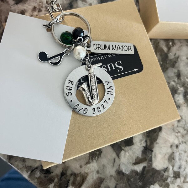 Personalized Marching Band Color Guard Senior Charm Keychain Gift, Band ...
