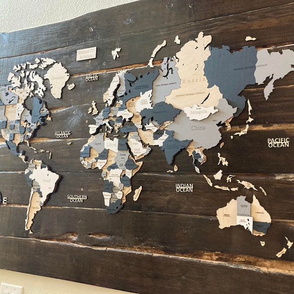 Wooden World Map , DIY Map , World Map Wall Art, Home Decor ...