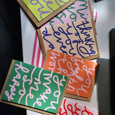 Birthday Groovy Card, A6 Happy Birthday Retro Smiling Flower Red ...