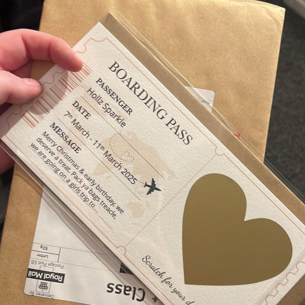 Personalised Holiday Scratch Card, Boarding Pass Scratch Reveal ...