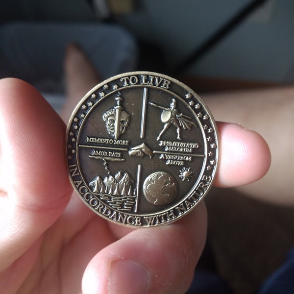 Stoic Coin Cardinal Virtues - Memento Mori - Amor Fati... - Etsy