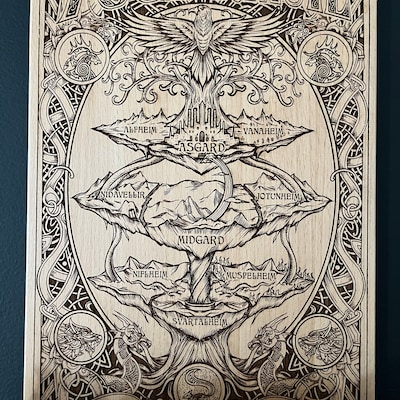 Yggdrasil Nine Realms, World Tree TREE OF LIFE, Norse Mythology Wall ...