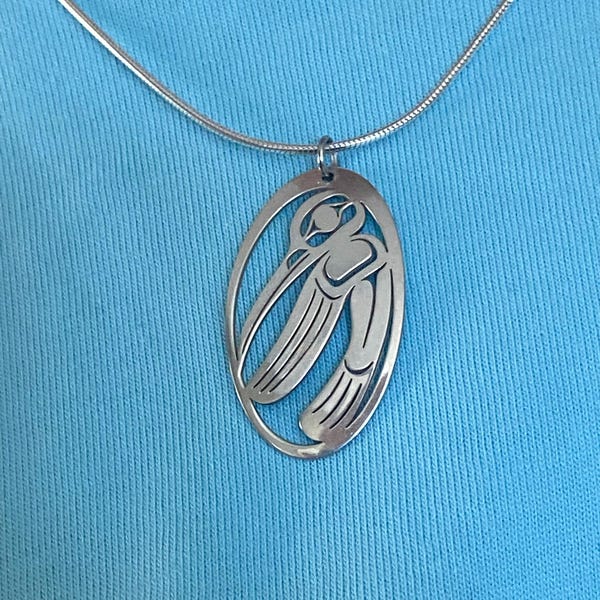 Canadian First Nations, Hand Carved Sterling Silver Rectangle Wolf ...