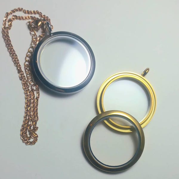 Floating Locket - Stainless Steel Glass Locket - Living Glass Charm ...