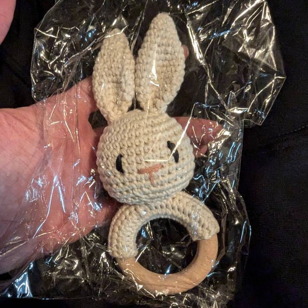 Personalized Crochet Rattle, Custom Wooden Baby Rattle, Baby Rattle ...