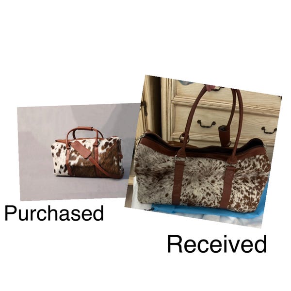 Personalized Cowhide Duffel Bag, Leather Travel Bag, Cow Hide Overnight ...
