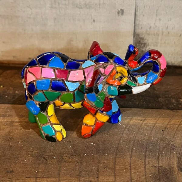 Mosaic Blue Bull Statue With Big Horns Made With Marble Dust and With ...