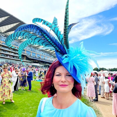 Black White Ascot Fascinator Hat Headband Womens Kentucky Derby Feather ...