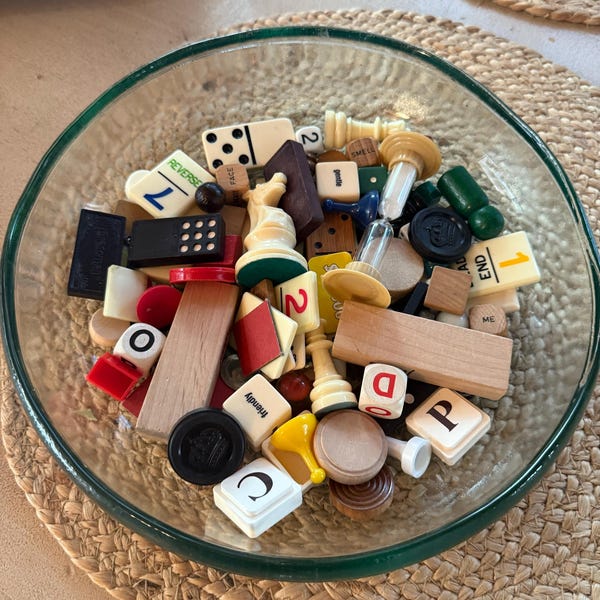 40 Vintage Game Pieces. Pawns, Players and Dice From Classic Games. 10 ...