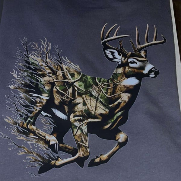 Patriotic Military Style Deer Hunting DTF Transfer: Outdoor Enthusiast ...