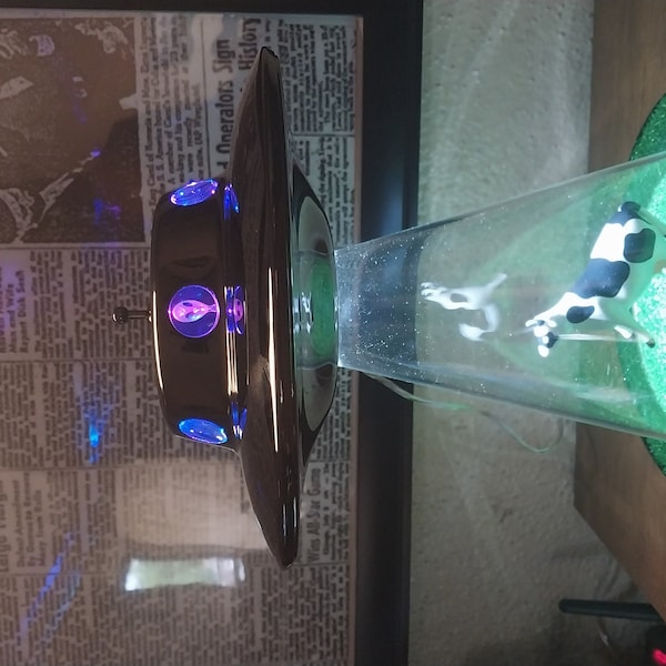 The Original Alien Abduction Lamp - UFO Cow Flying Saucer LED Night ...