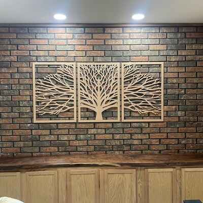 Tree of Life Wood Wall Art, 3 Panel Set, Tree Wall Decor, Forest ...