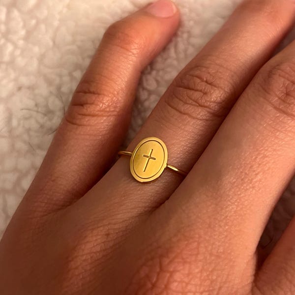 Oval Cross Ring, Heirloom Cross Ring, Christian Jewelry Gift, Scripture ...