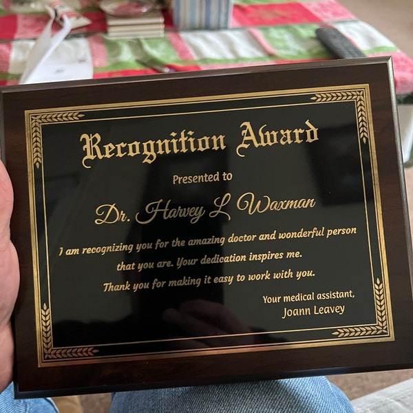 Personalized Engraved Trophy Plaque Award - Walnut / Cherry Trophy ...