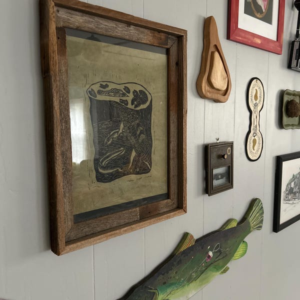 Alligator Linocut, "karst Swimming", Handmade Linocut Print - Etsy