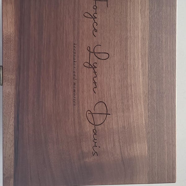 Wood Storage Box W/ Hinge Lid (D6) - Engraved Keepsake Memory Box for ...