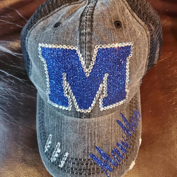 Trucker Mesh Hat With School Letter and Rhinestone Bling! - Etsy