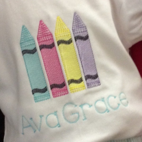 Back to School Crayon Embroidery Design, Crayons, Vintage Stitch ...