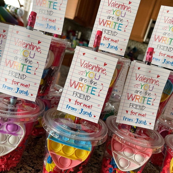 Valentine You Are Just Write Printable Tag for Valentine Pencil, Pen ...