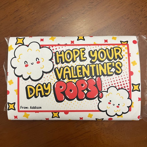 Valentine Popcorn Wrap Printable Personalized Popcorn Bags Kids ...