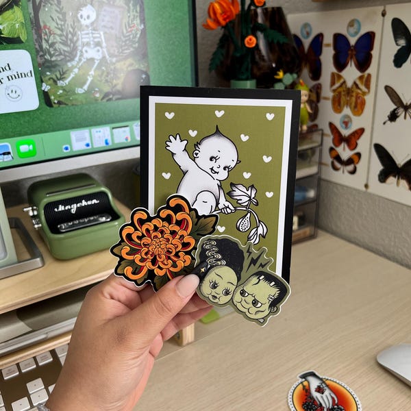 Kewpie Mothman Sticker, Halloween Kewpie, Mothman Sticker, Kewpie Doll ...