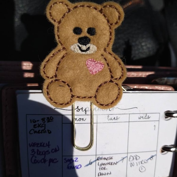 Teddy Bear Paper Clip - Bear Paper Clip - Planner Paperclip - Planner ...