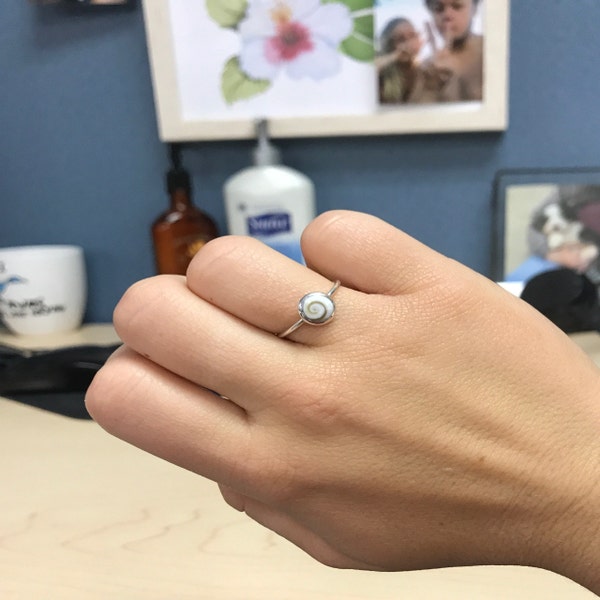 Sterling Silver Shell Stack Ring, Shell Ring, Stackable Ring, Stacking Ring, Silver Ring, Thin ...