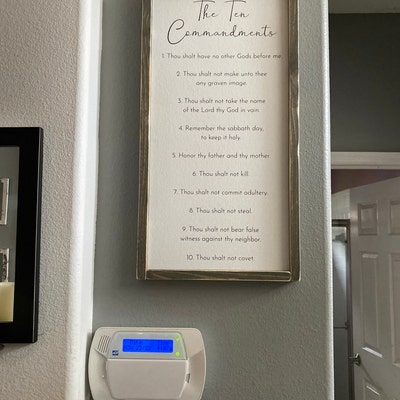 The Ten Commandments Sign Wood Framed Canvas Sign Inspirational Sign ...