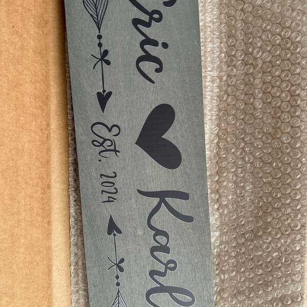 Romantic Couple Name EST Sign With Heart Arrows Personalized Custom ...