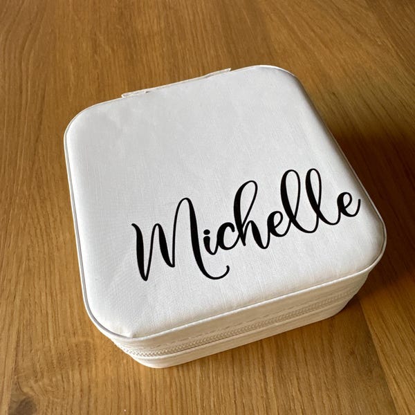 Personalized Square Jewelry Box, Travel Jewelry Case, Jewelry Organizer Bridesmaid Gift for ...